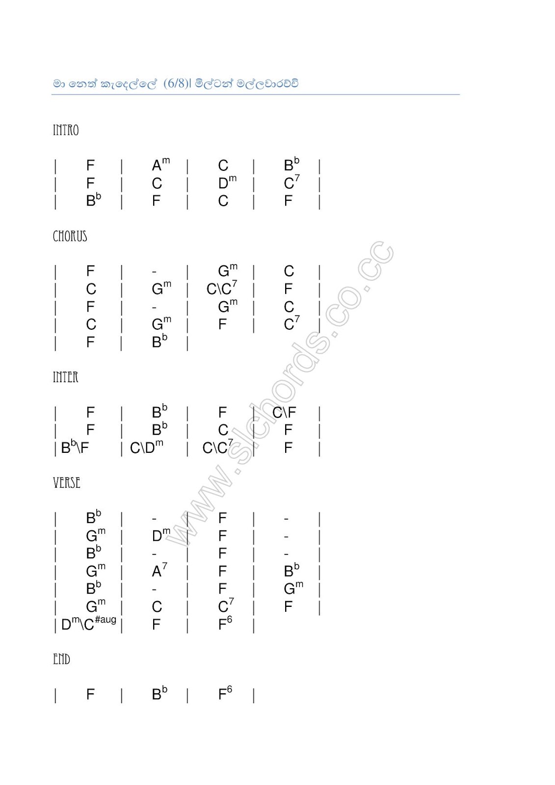 Sinhala Songs Chords
