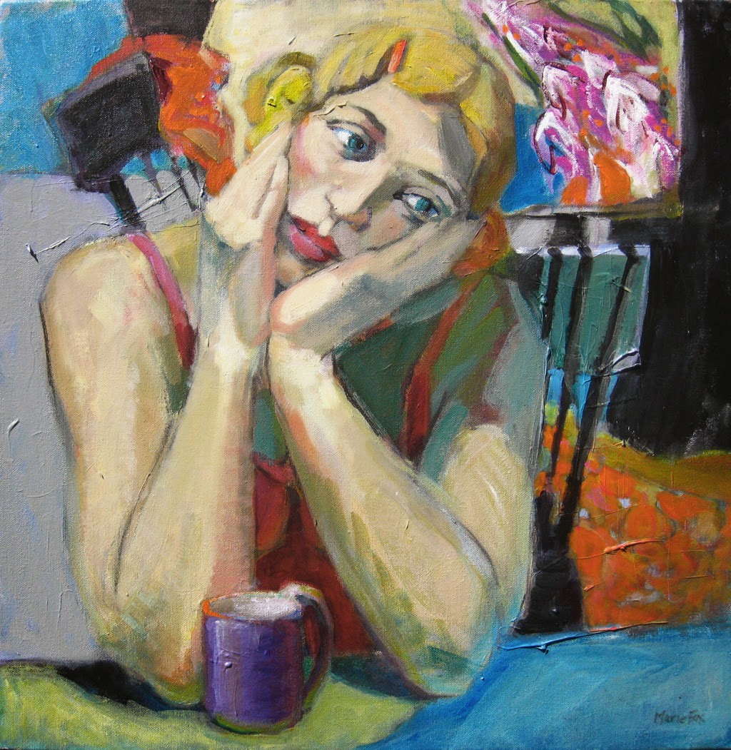 Orange Barrette, figurative painting of woman, female figuration ...