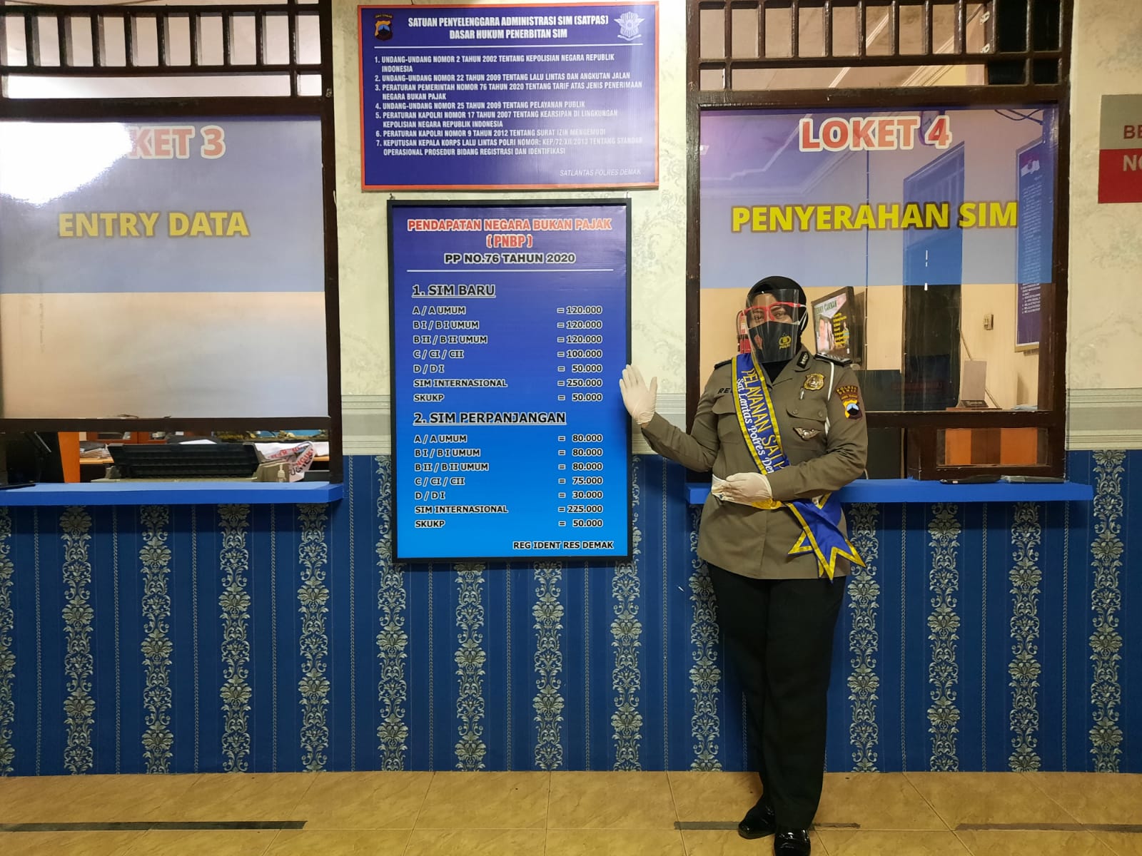 Standar Waktu Pelayanan dan PNBP Pembuatan SIM PP N0 76 tahun 2020 - Satlantas Polres Demak