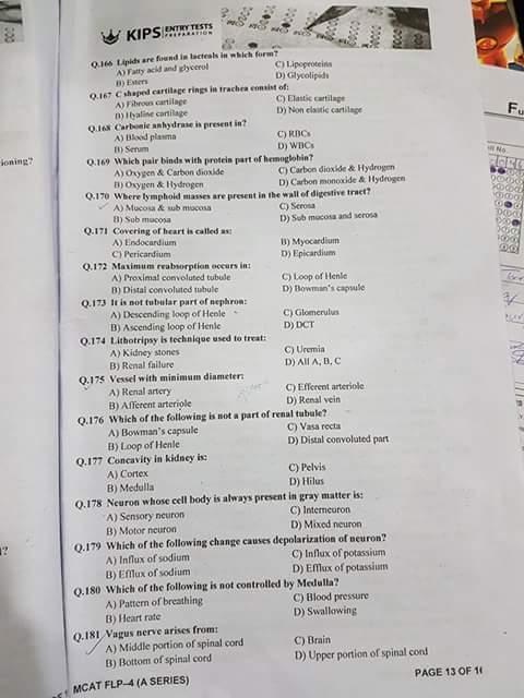 KIPS Full Length MCAT papers for Entry Test 2016 - Ratta.pk