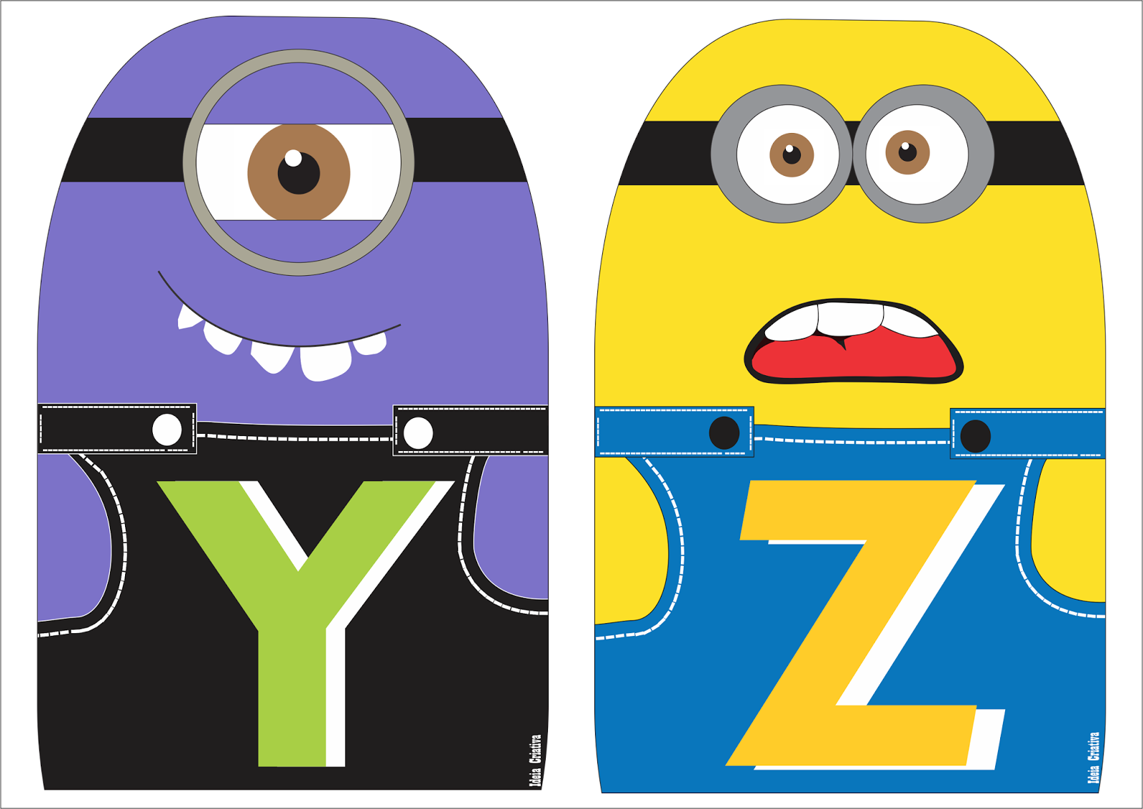 Abecedario de los Minions en Colores. Minions and Antiminions Letters ...
