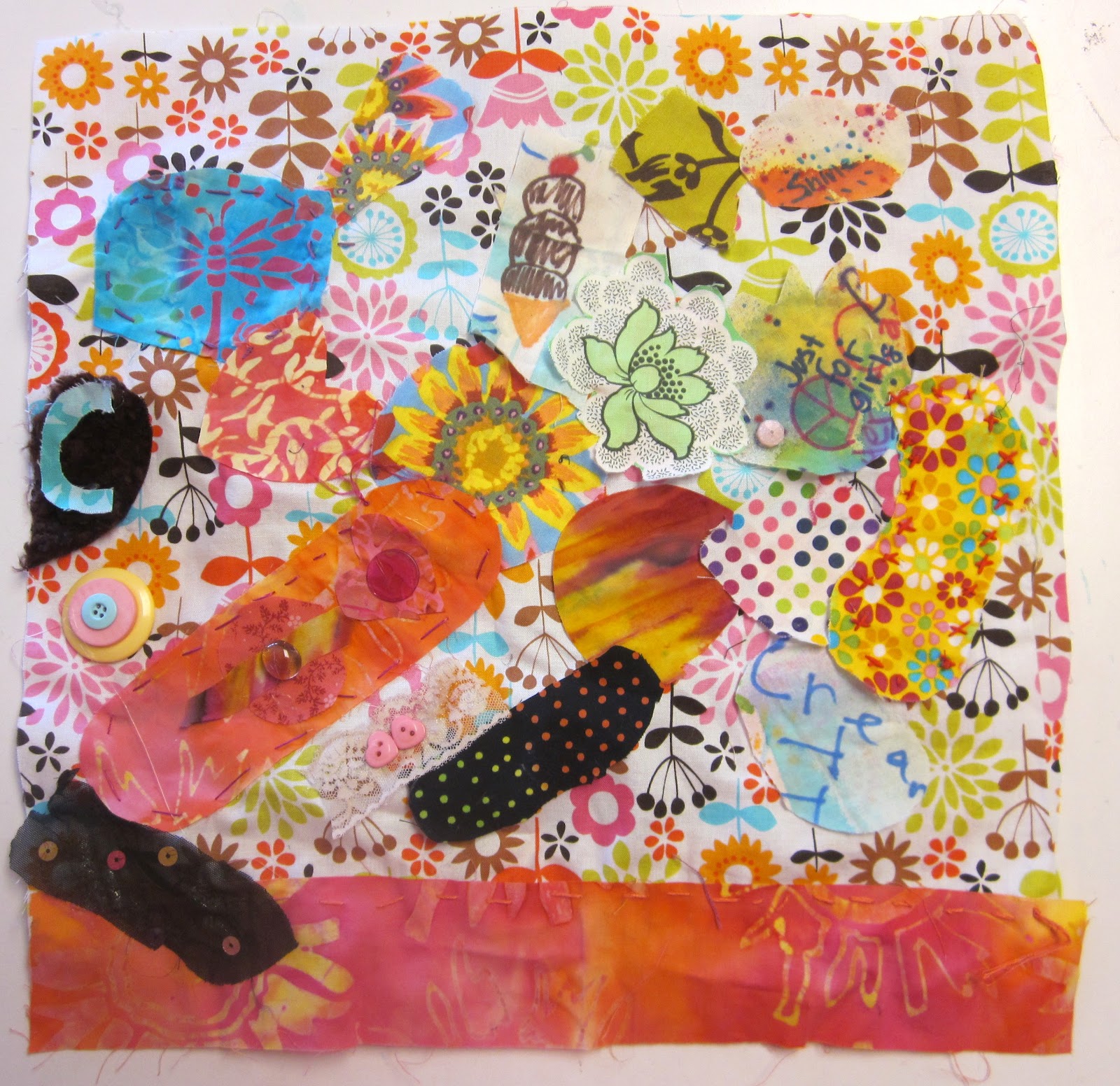 Art is Basic-- Art Teacher Blog: Fabric Collages