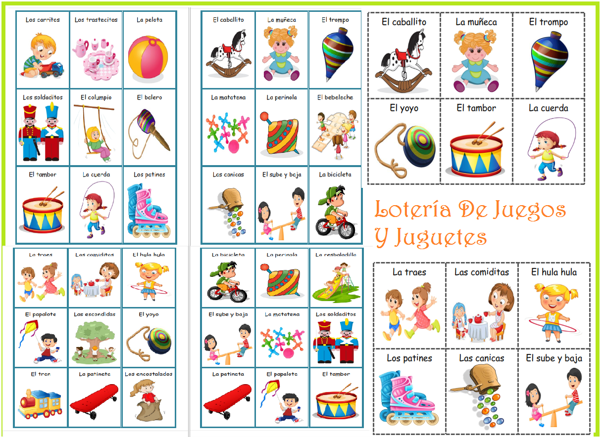 Lotería De Juegos Y Juguetes ~ DIPLOMAS GAFETES Y MATERIAL EDUCATIVO