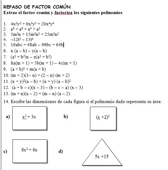Gúgol: Taller 8 Repaso de factor Común