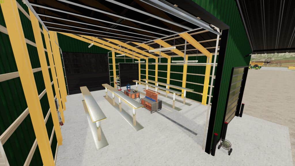 FS19 Medium Pull Through Workshop With Lift Pack v1.1 - FS 19 & 22 USA ...