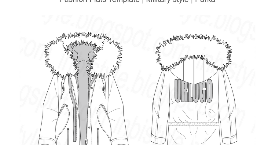 Fishtail Parka Fashion Flat Template ~ Fashion Flat Template | inbistyle