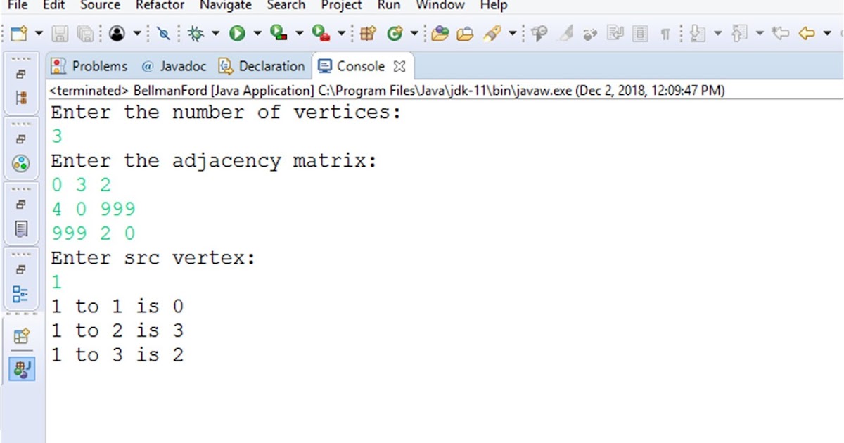 VTU CSE LABS: CN 8 - BELLMAN FORD ALGORITHM
