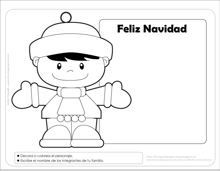 Fichas para preescolar: Una tarjeta para navidad