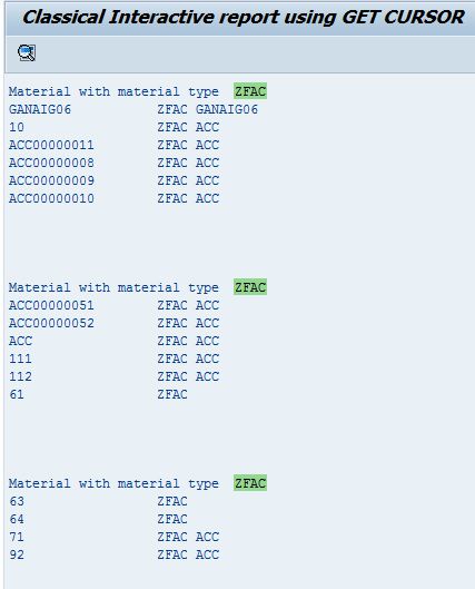 Classical Interactive report using GET CURSOR technique in SAP ABAP ...