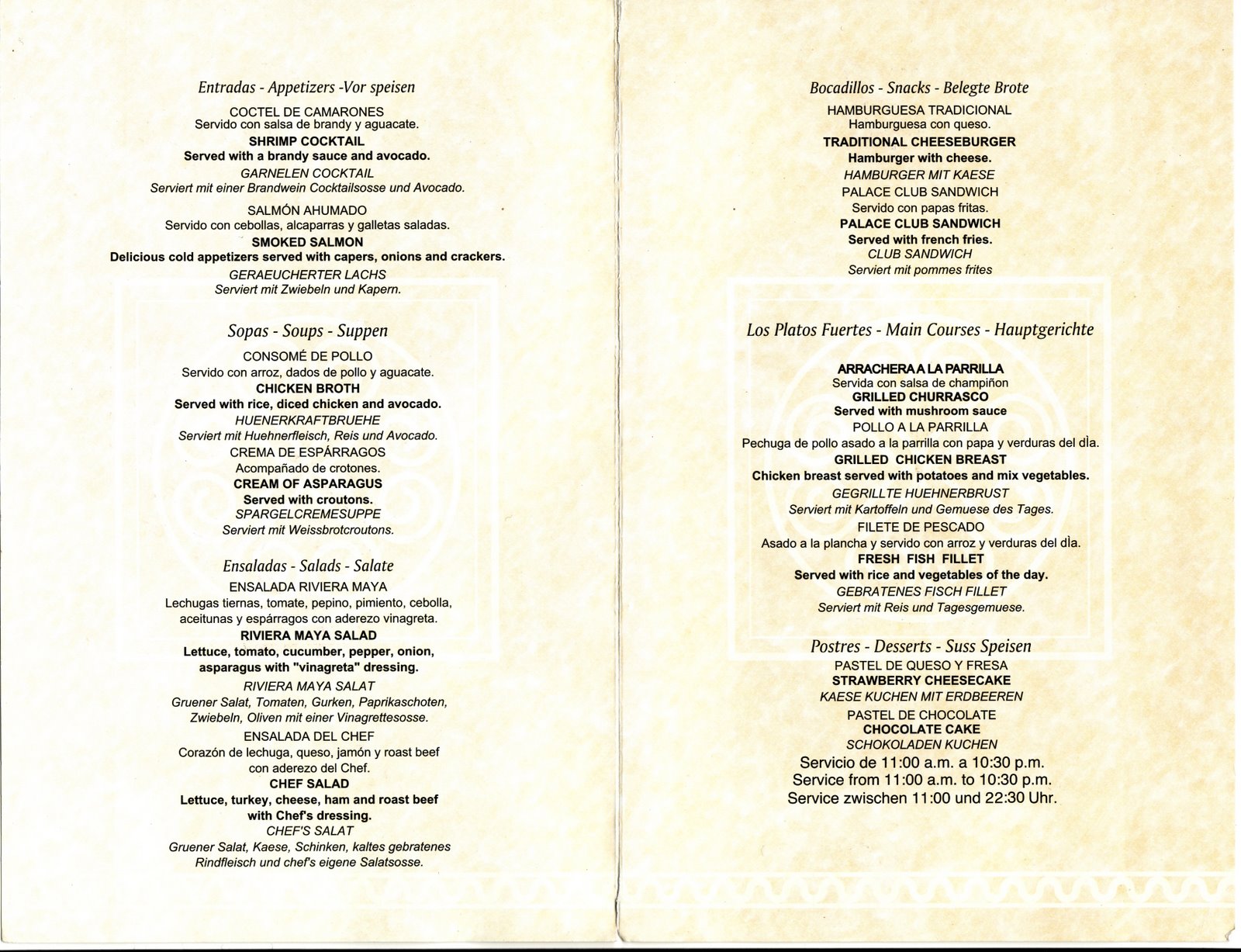 Palace Resorts Information: Menus/Activities/Spa