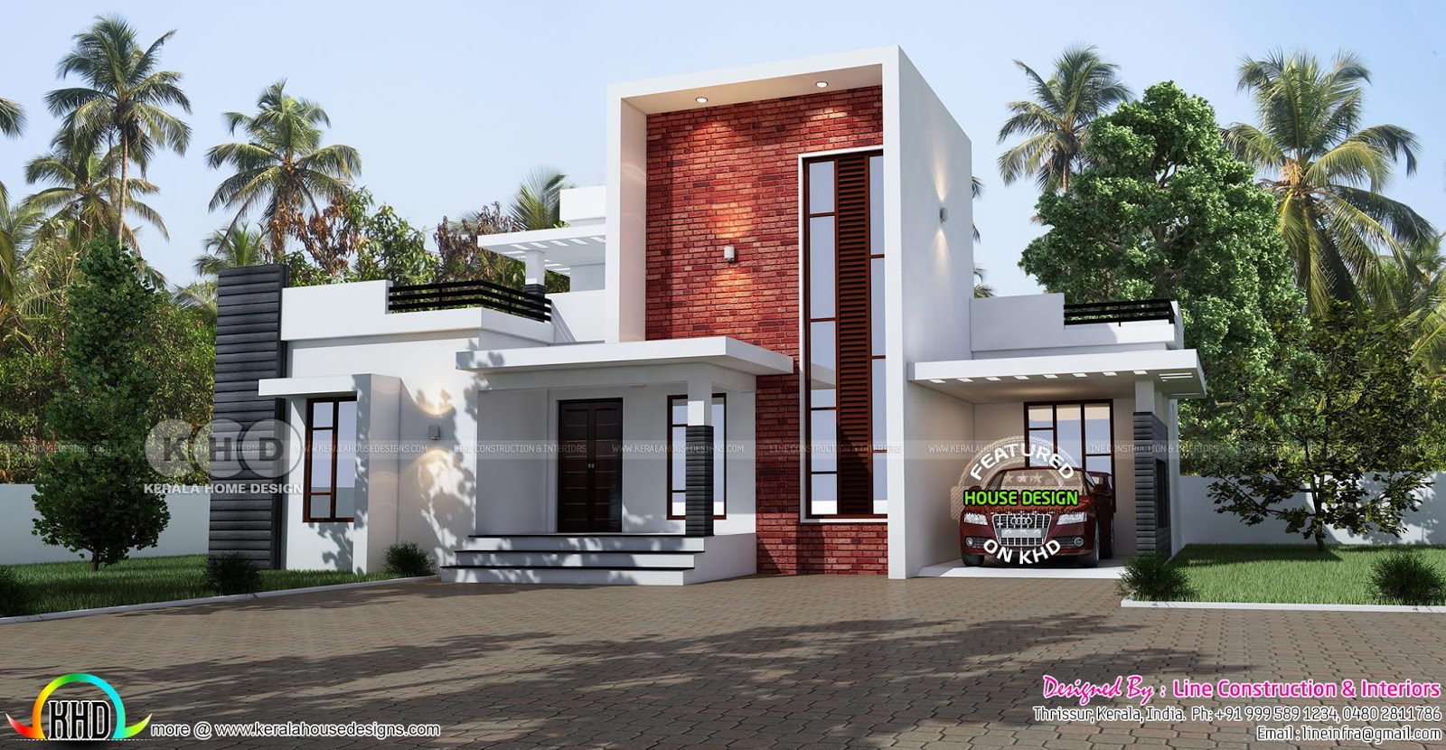 Cute contemporary home by Line Construction an Interiors - Kerala Home ...