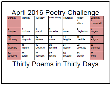 Artistry of Education: April 2016 Poetry Challenge