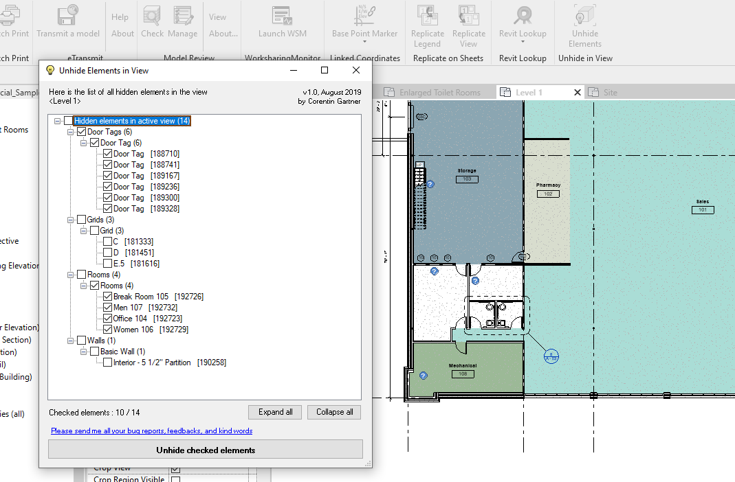 Revit Add-Ons: Free Unhide Elements in View