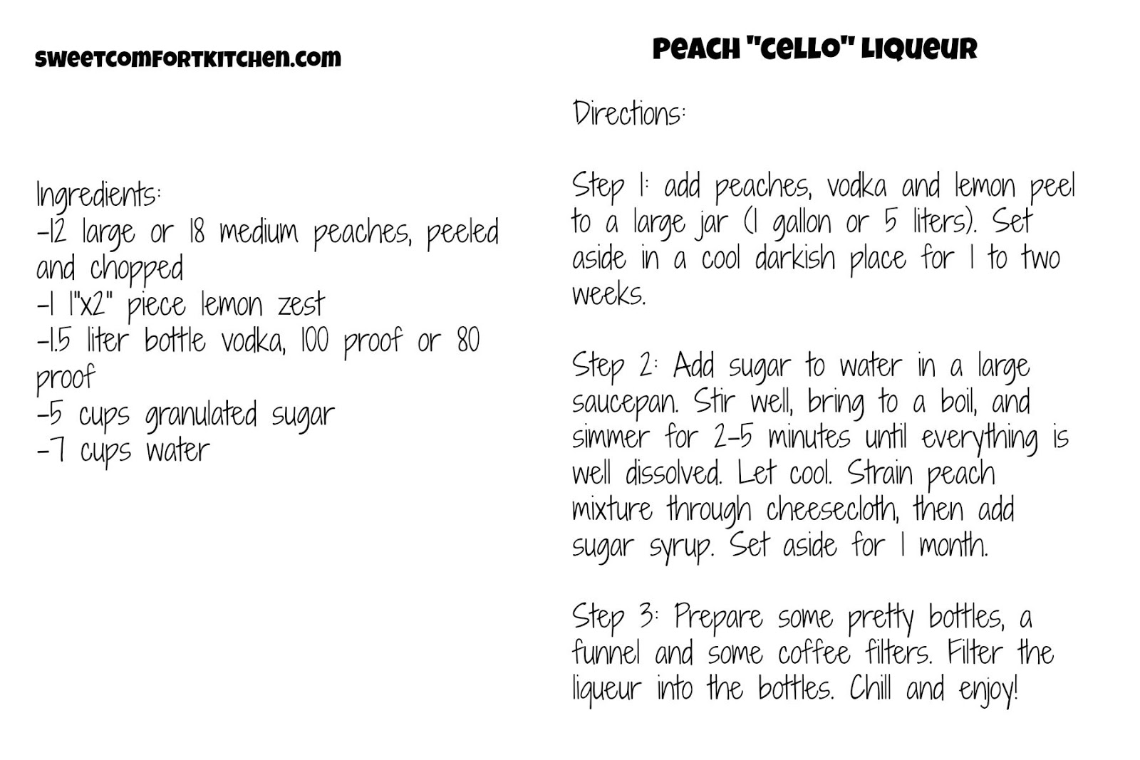 sweetcomfortkitchen: White Peach "Cello" Liqueur