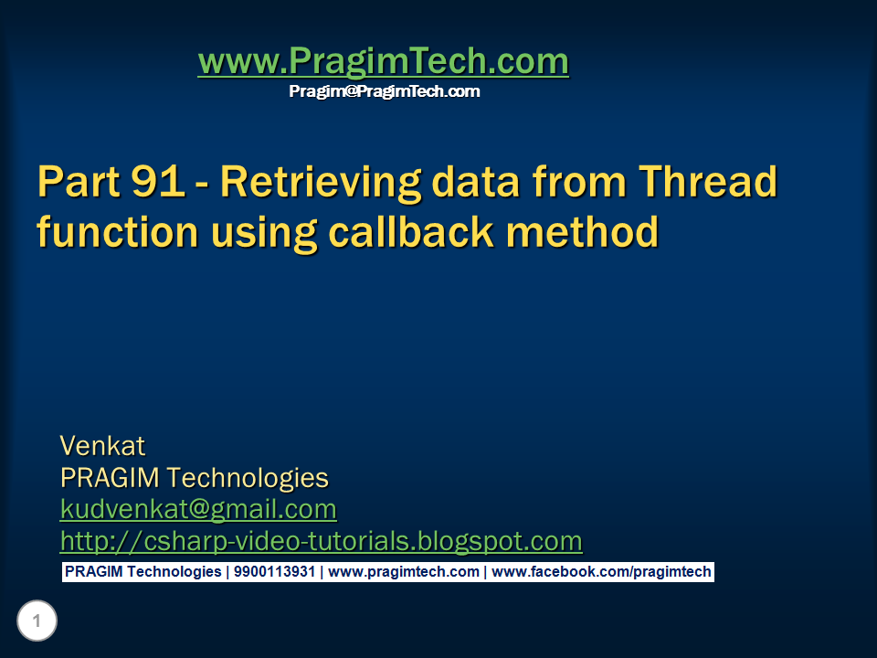 Sql Server Net And C Video Tutorial Part 91 Retrieving Data From Thread Function Using