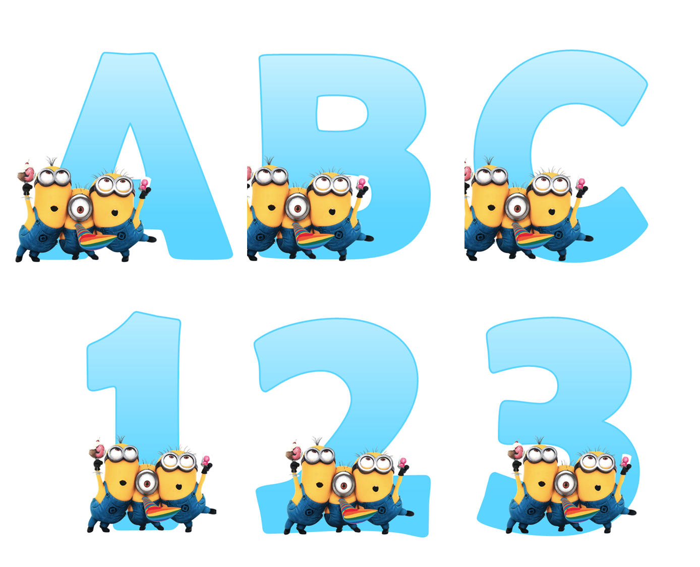 Kits imprimibles gratis : Abecedario y números Minions