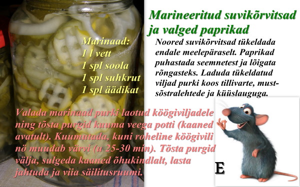 Meri ja lepatriinud: Marineeritud suvikõrvits ja valge paprika.