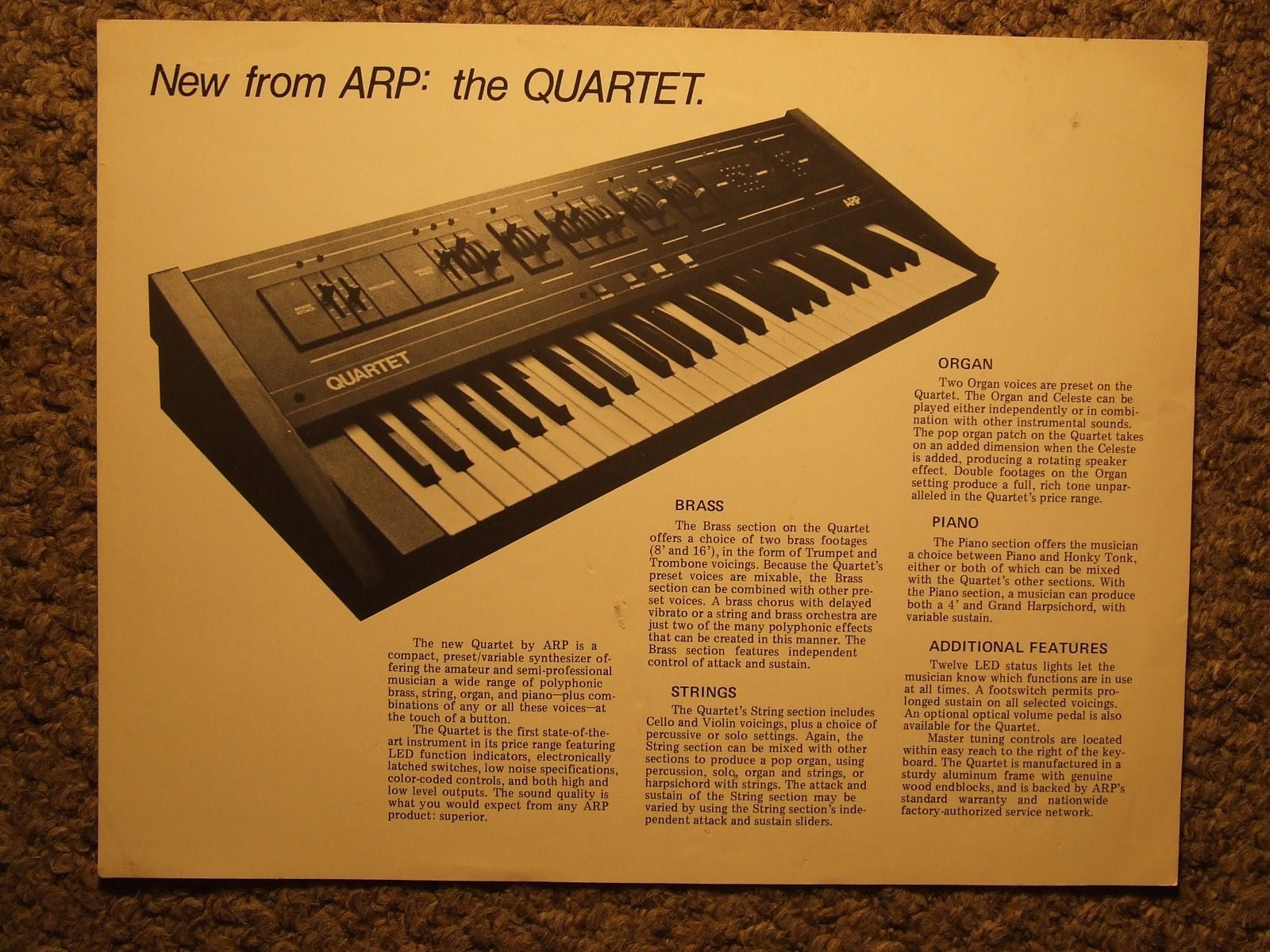 MATRIXSYNTH: Original Arp Quartet Synthesizer Vintage Ad