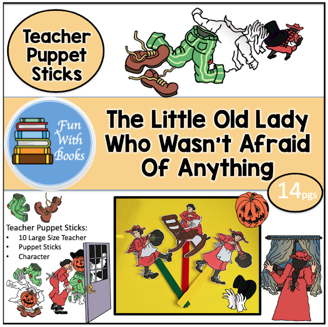 THE LITTLE OLD LADY WHO WASN'T AFRAID OF ANYTHING TEACHER PUPPET STICKS ...