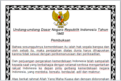 Teks / Naskah Pembukaan UUD 1945 ~ Sentra Pendidikan