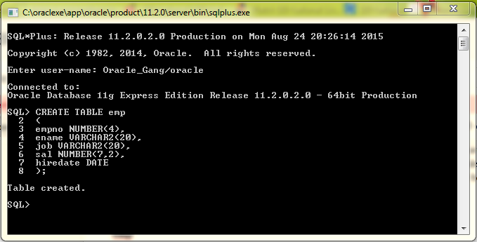 Oracle Gang: How to create Table in oracle?