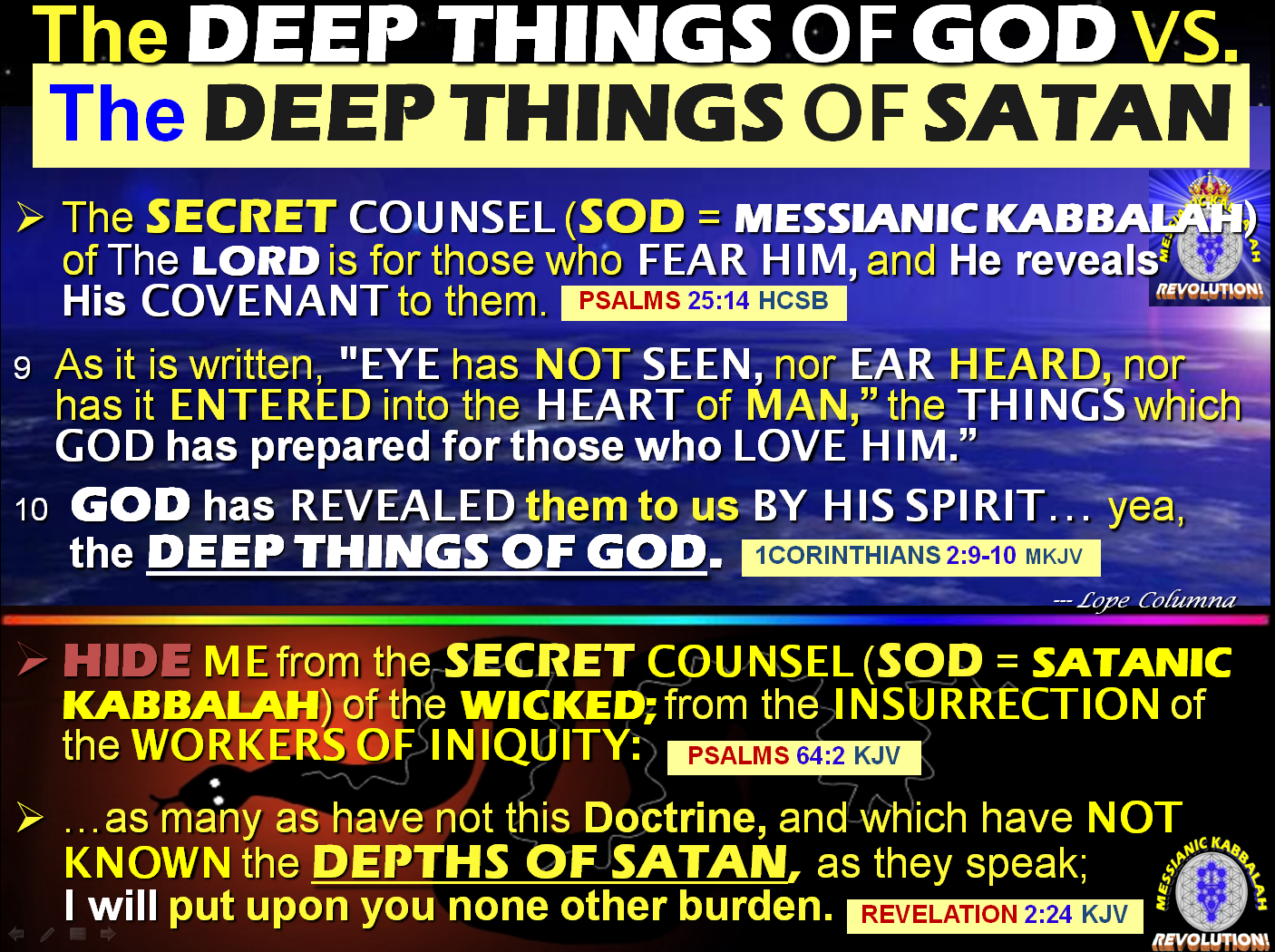 The MESSIANIC KABBALAH REVOLUTION!: The DEEP THINGS OF GOD vs The DEEP ...