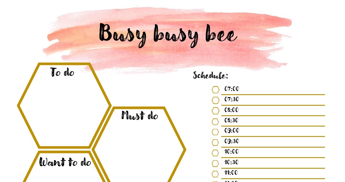 Free printable planner (Busy bee)