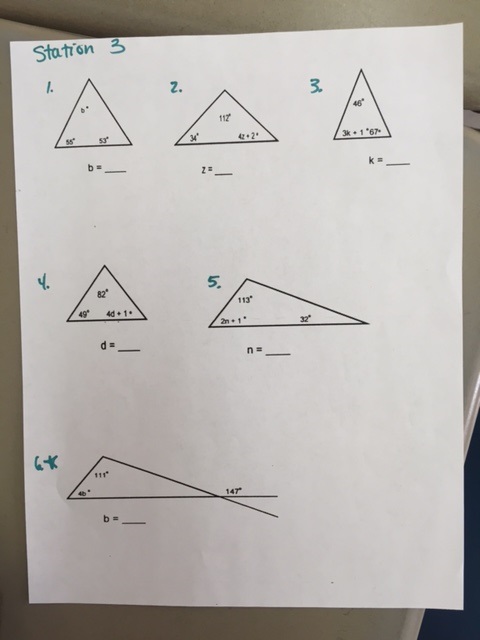Mrs. Sessions - 7th Grade - Advanced Math: Angle Stations