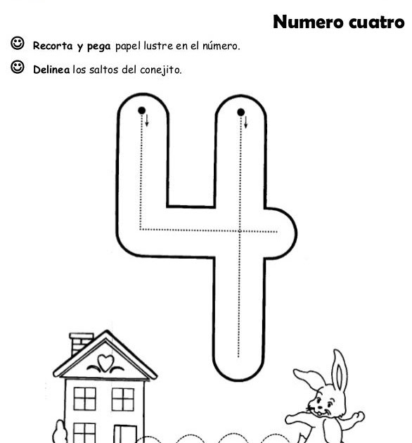 Numero 4 para colorear y HACER ACTIVIDAD - COLOREA TUS DIBUJOS