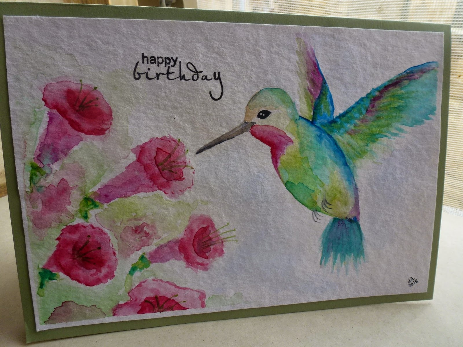 Hummingbird Watercolour Birthday Card ~ Stuff and Spice
