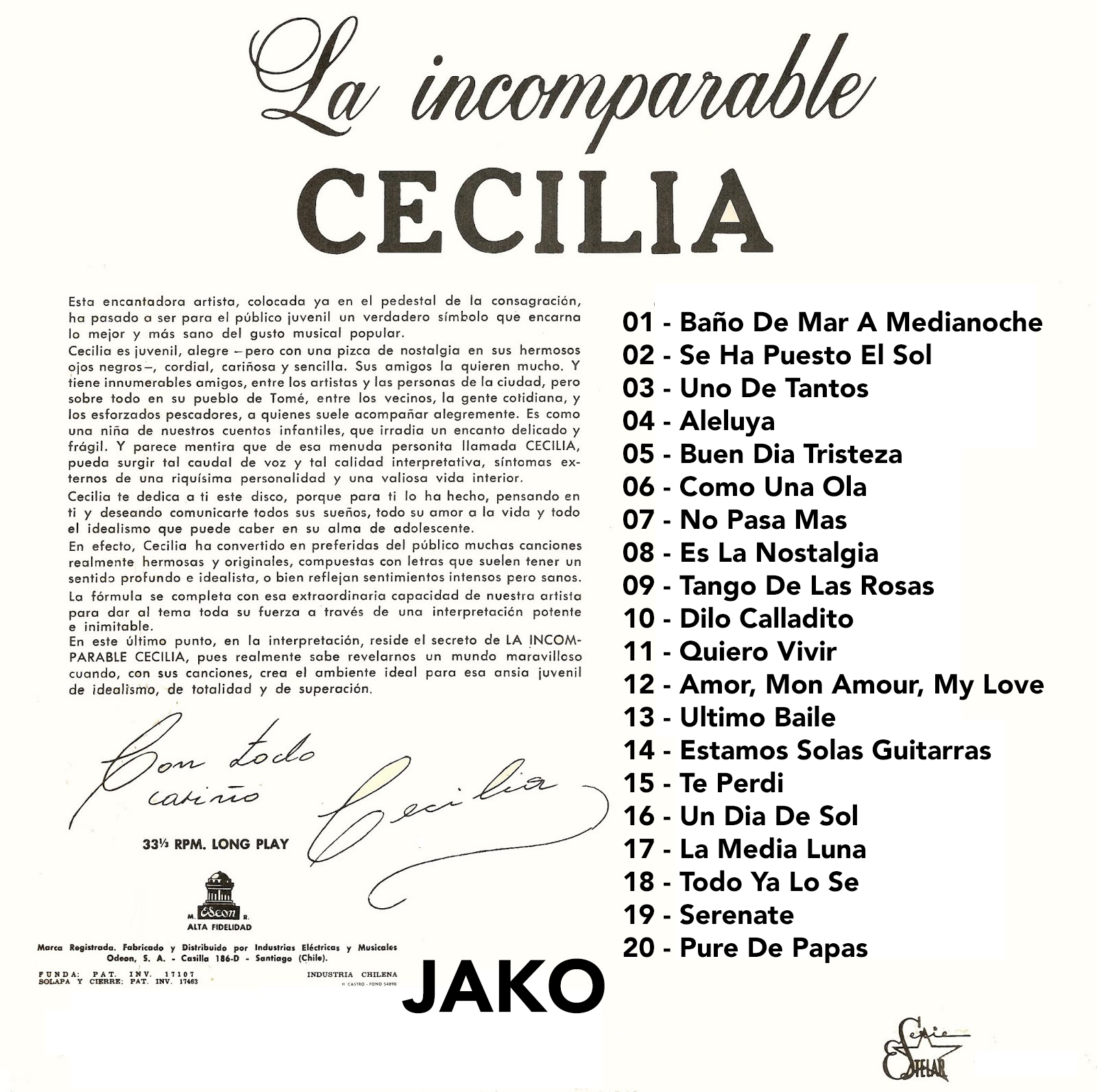 Compilados Oldies: CECLIA - LA INCOMPARABLE
