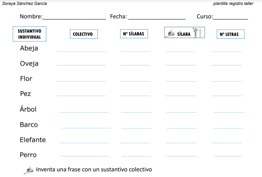 Huellas Audición y Lenguaje: SUSTANTIVOS INDIVIDUALES - COLECTIVOS ...