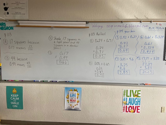 Mrs. Negron 6th Grade Math Class: Lesson 5.2 Adding & Subtracting Decimals