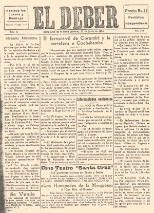 El Deber Primera época 1953 - 1959 | Television, Radio y Periodicos