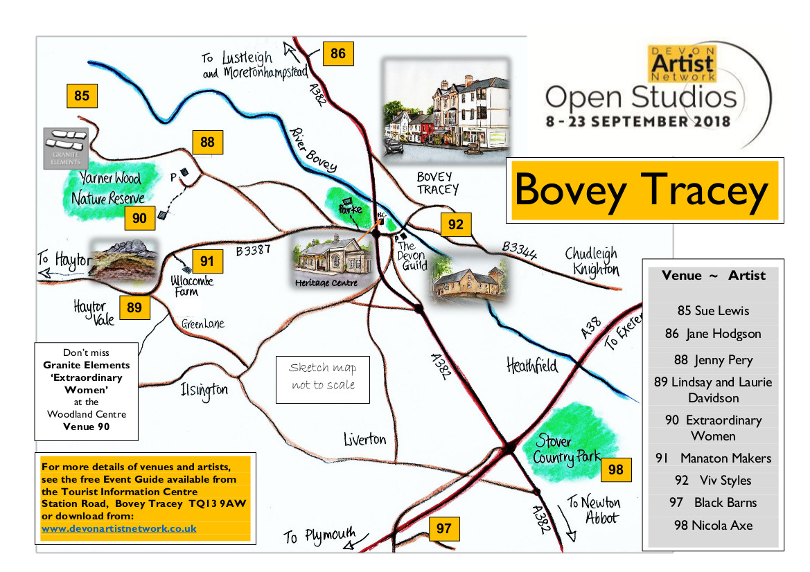 Bridget Arnold: Devon Open Studios Bovey Tracey Map