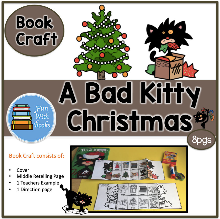 A BAD KITTY CHRISTMAS BOOK CRAFT ~ Book Units by Lynn