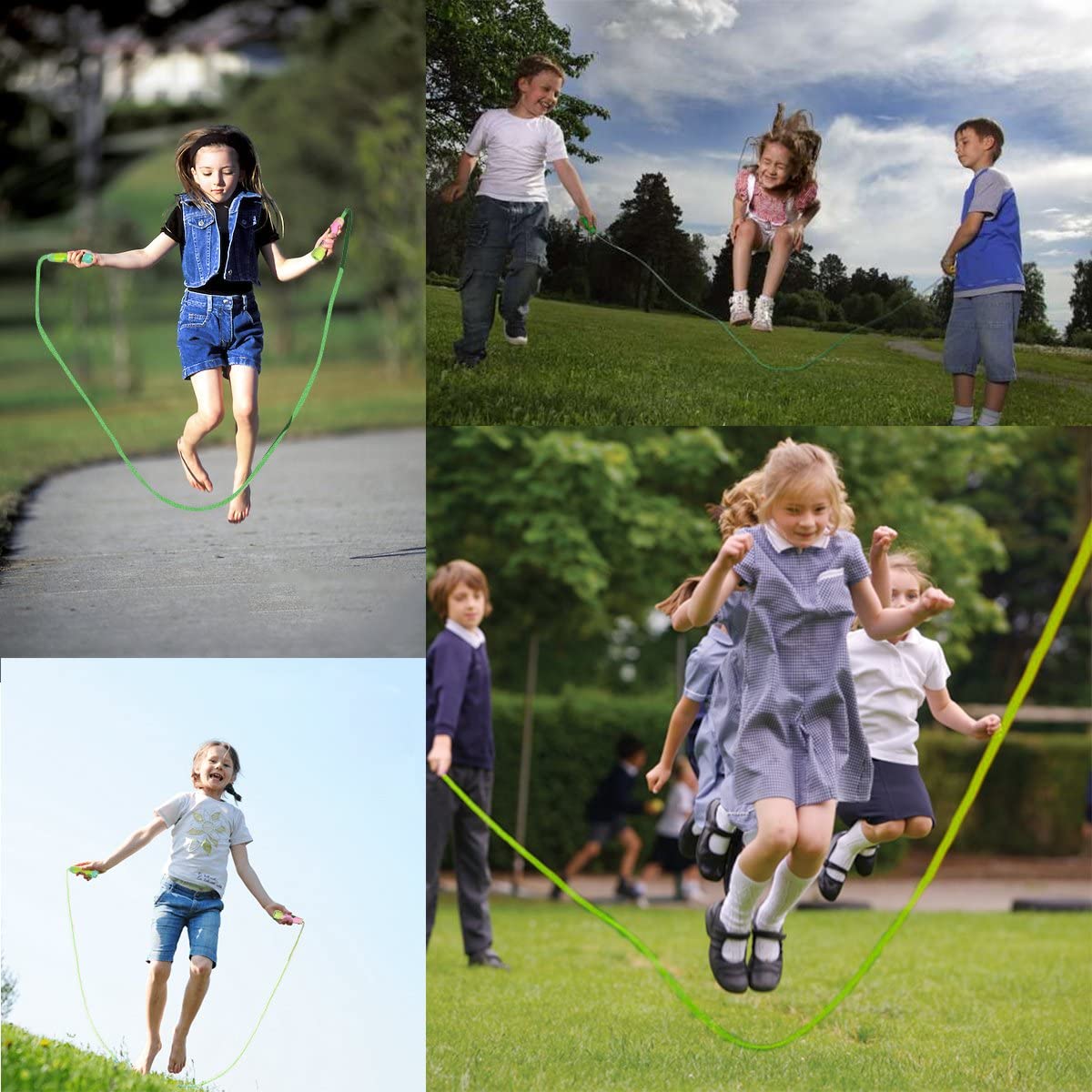 YoungRich 2 Pcs Adjustable Skipping Rope for kids Cotton Jump Rope Wood ...