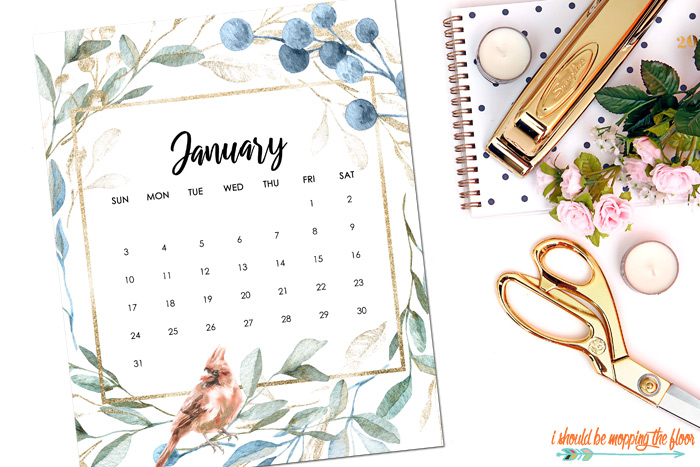 Free January Calendar Printable | i should be mopping the floor