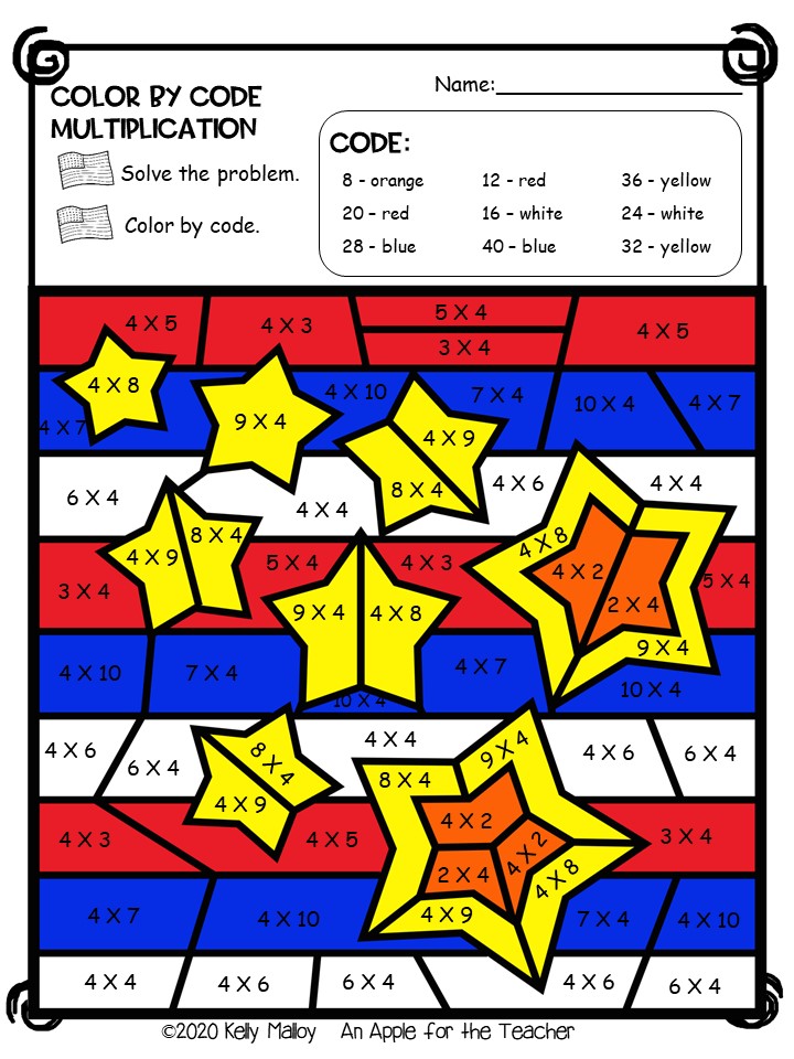 An Apple For The Teacher: Presidents' Day Color By Number