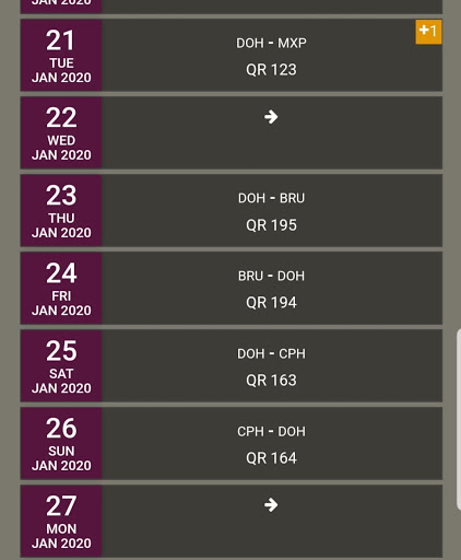 Journey Through Life: Cabin Crew roster - Emirates, Etihad and Qatar ...