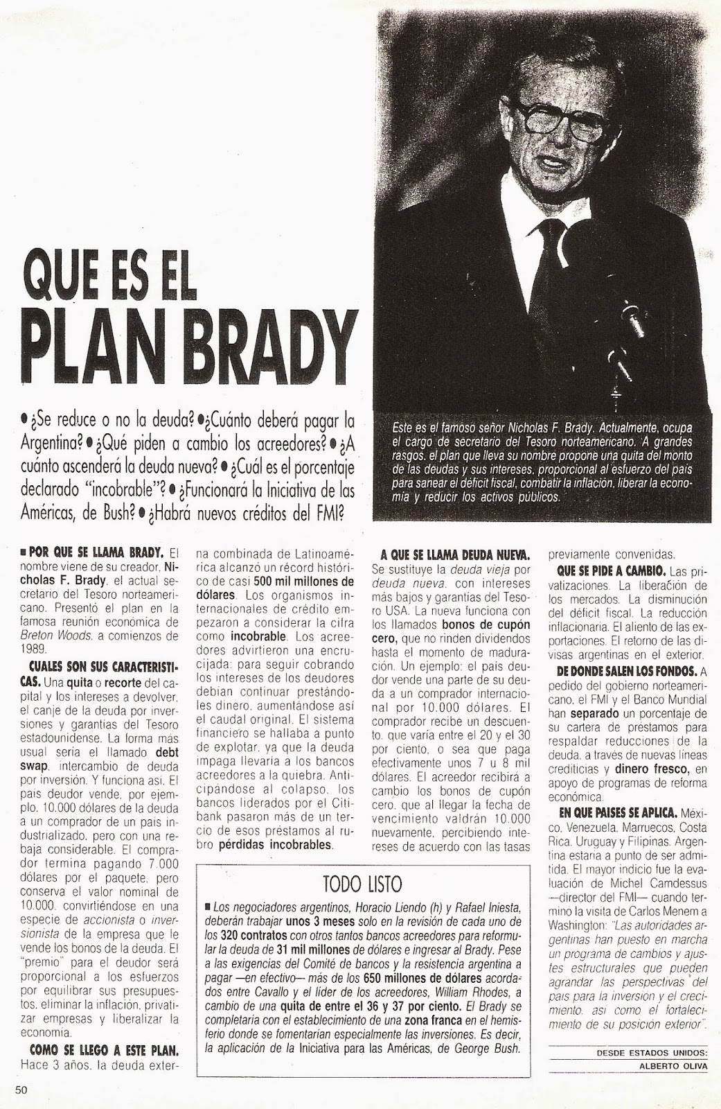 Politica Internacional Argentina: EE.UU. 1992 PLAN BRADY