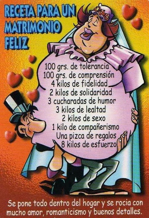 Chistes GrÁficos Receta Para Un Matrimonio Feliz