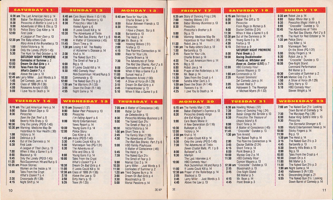 Kirby's Movie Blog: HBO Guide for July 1992