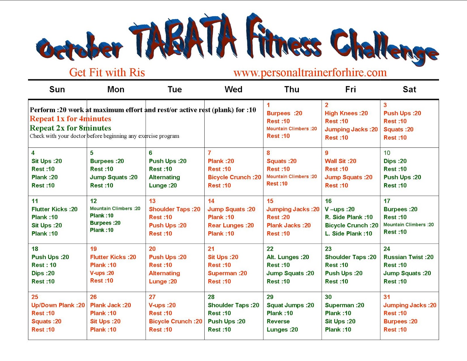 Get Fit With Ris: October Fitness Challenge