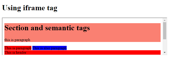 Iframe tag in HTML and its attributes