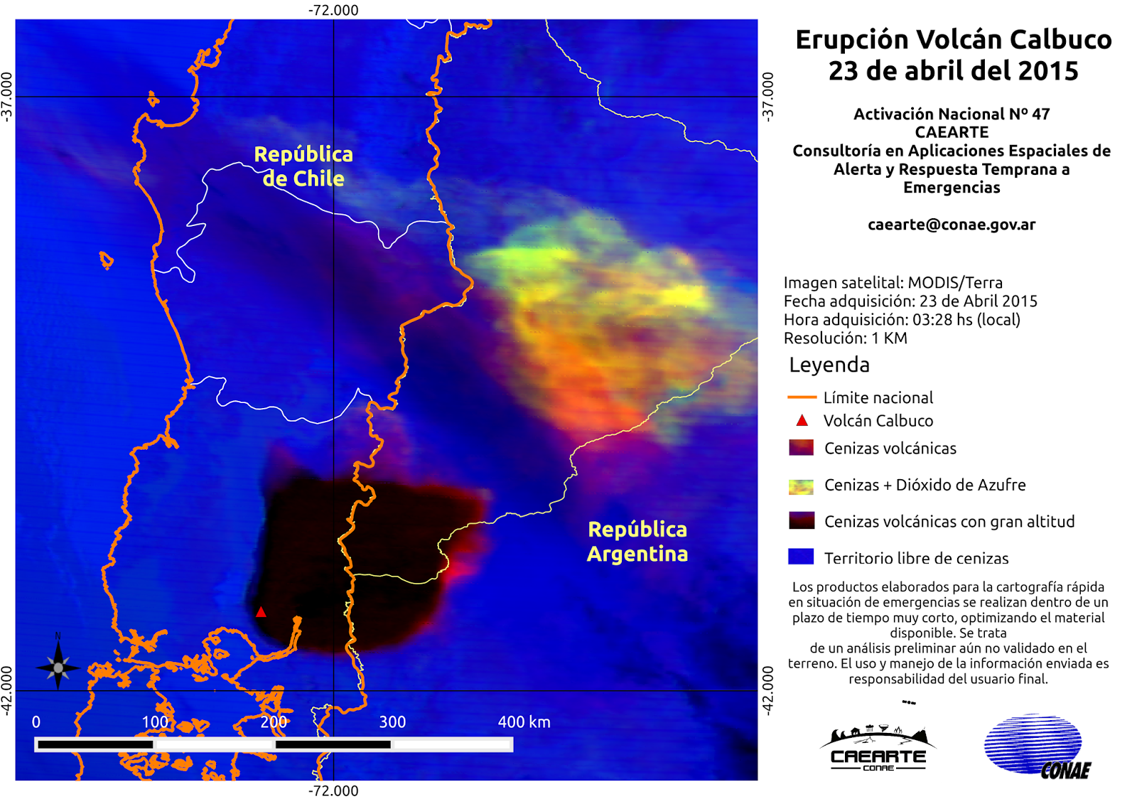 Argentina en el Espacio: La erupción del volcán Calbuco vista por satélites