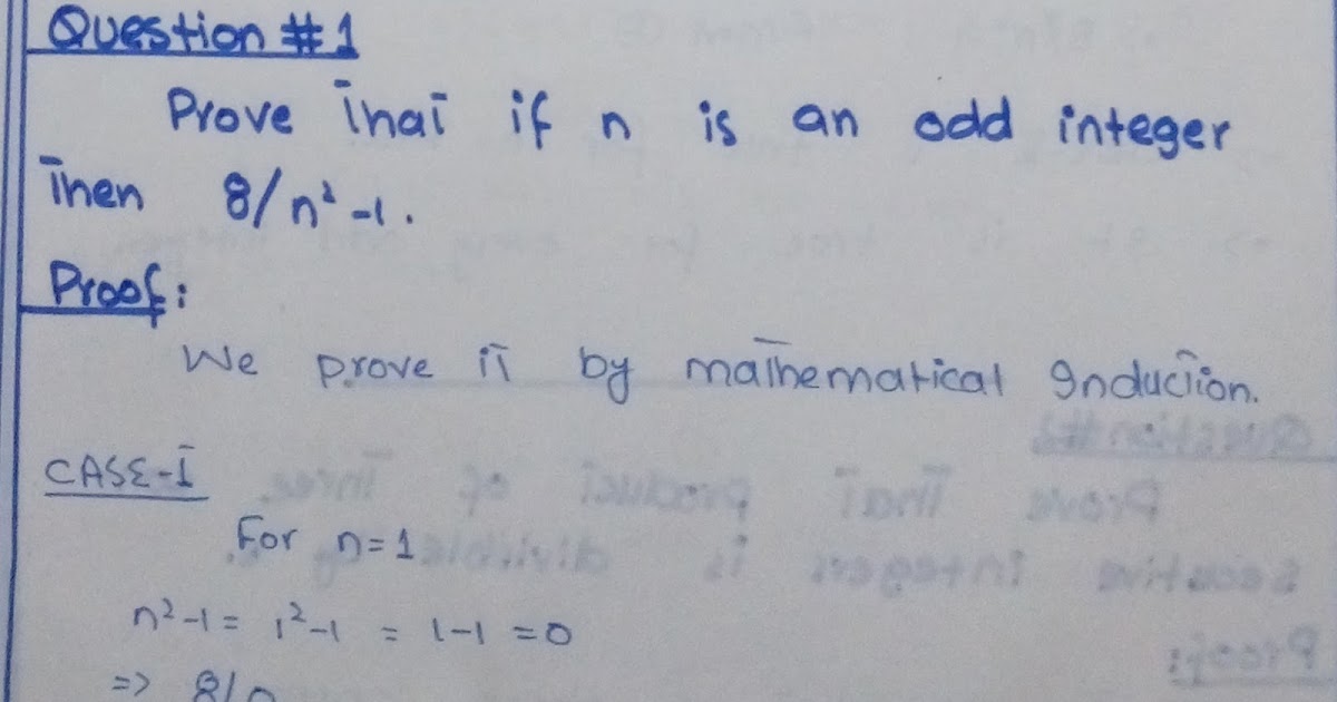 Prove That If N Is An Odd Integer Then 8n2 1 Maths Worlds 786