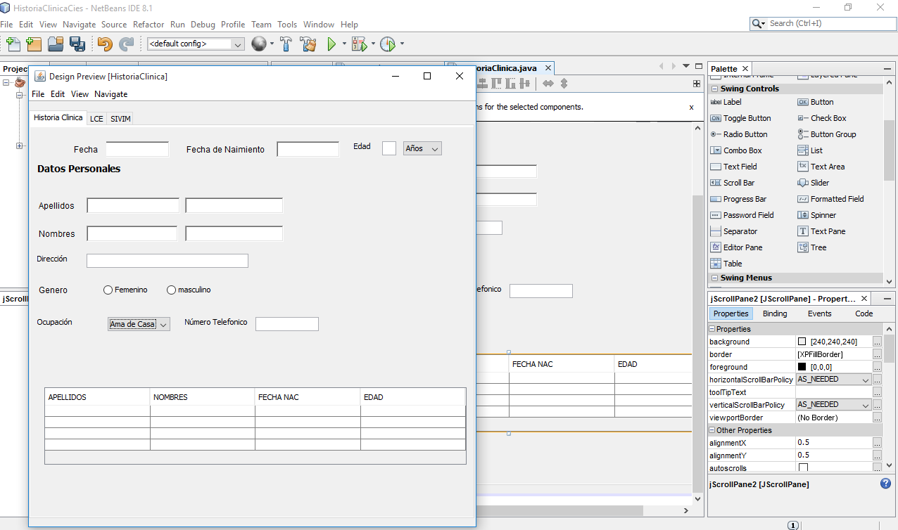 PROGRAMACION JAVA CIES: PROYECTO JAVA II HISTORIA CLINICA