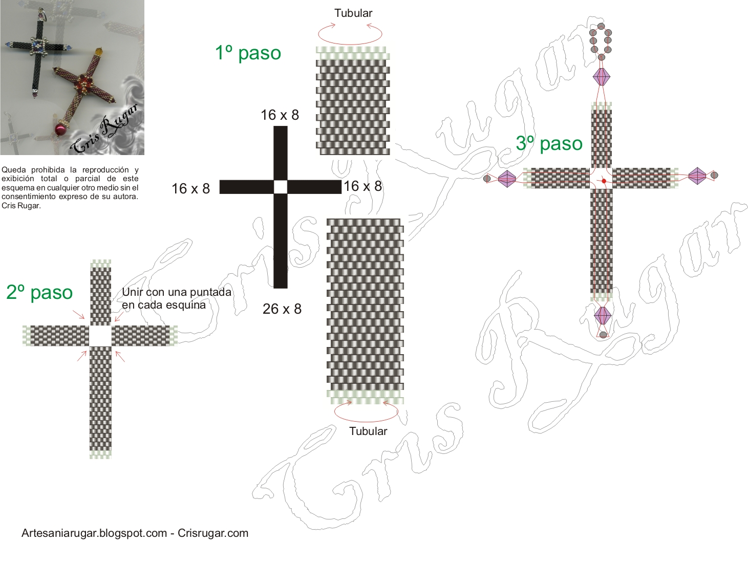 Beaded peyote Cross PATTERN | Beaded Cross & Hearts Patterns Tutorials ...