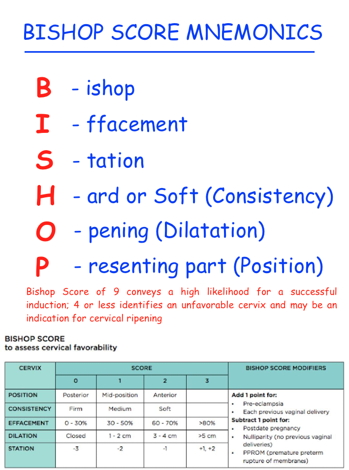 Bishop Score mnemonics